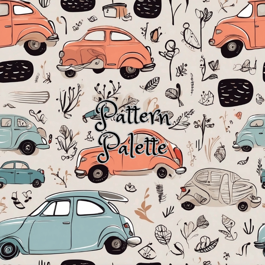Retro Roadtrip Reverie Cars Seamless Pattern, Fabric Pattern, Digital ...