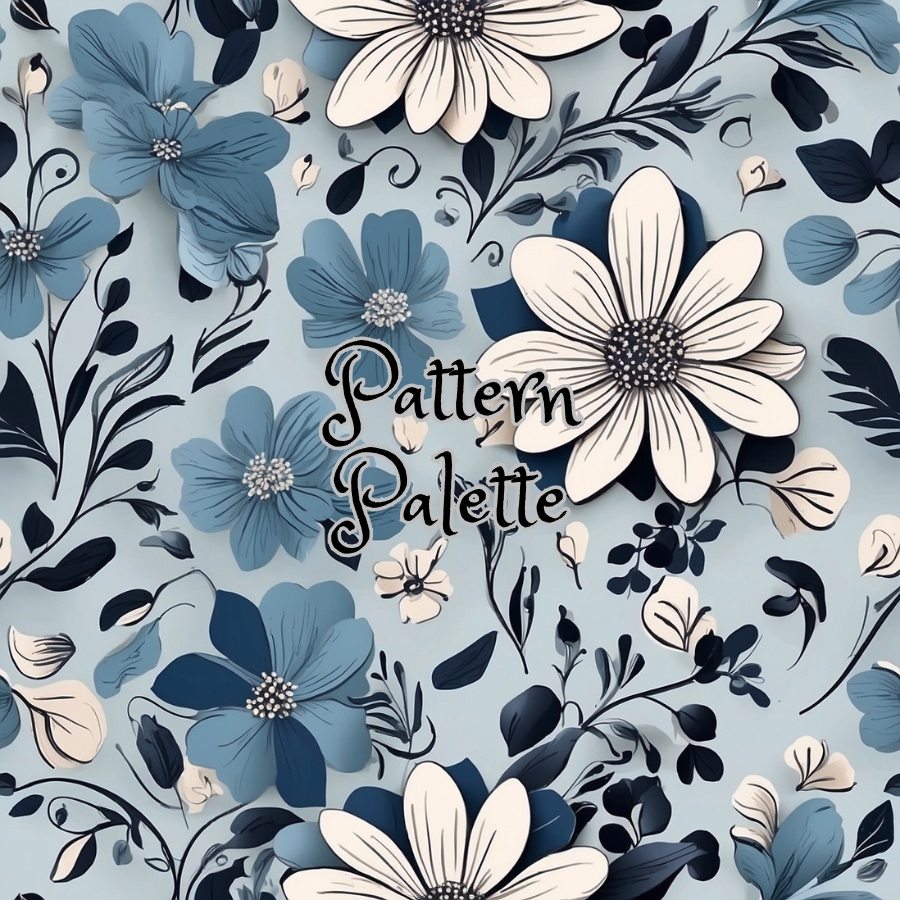 Serene Blue Floral Seamless Pattern, Cute Fabric Pattern, Digital ...