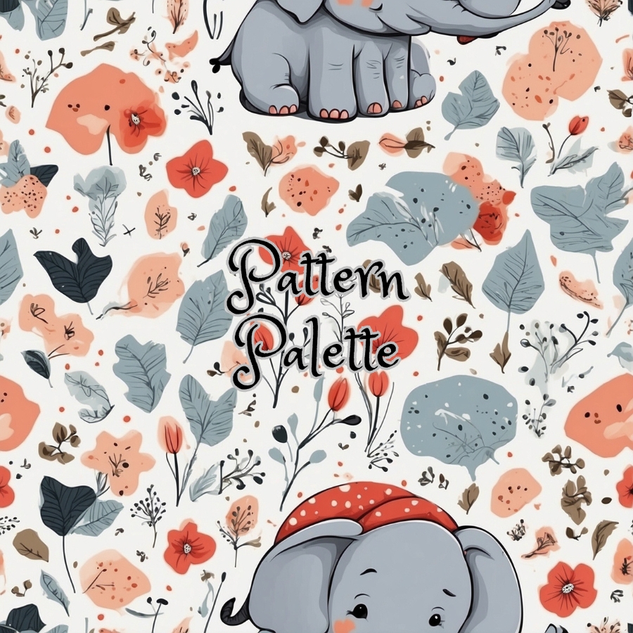 Playful Elephants In A Floral Garden Seamless Pattern, Cute Fabric ...